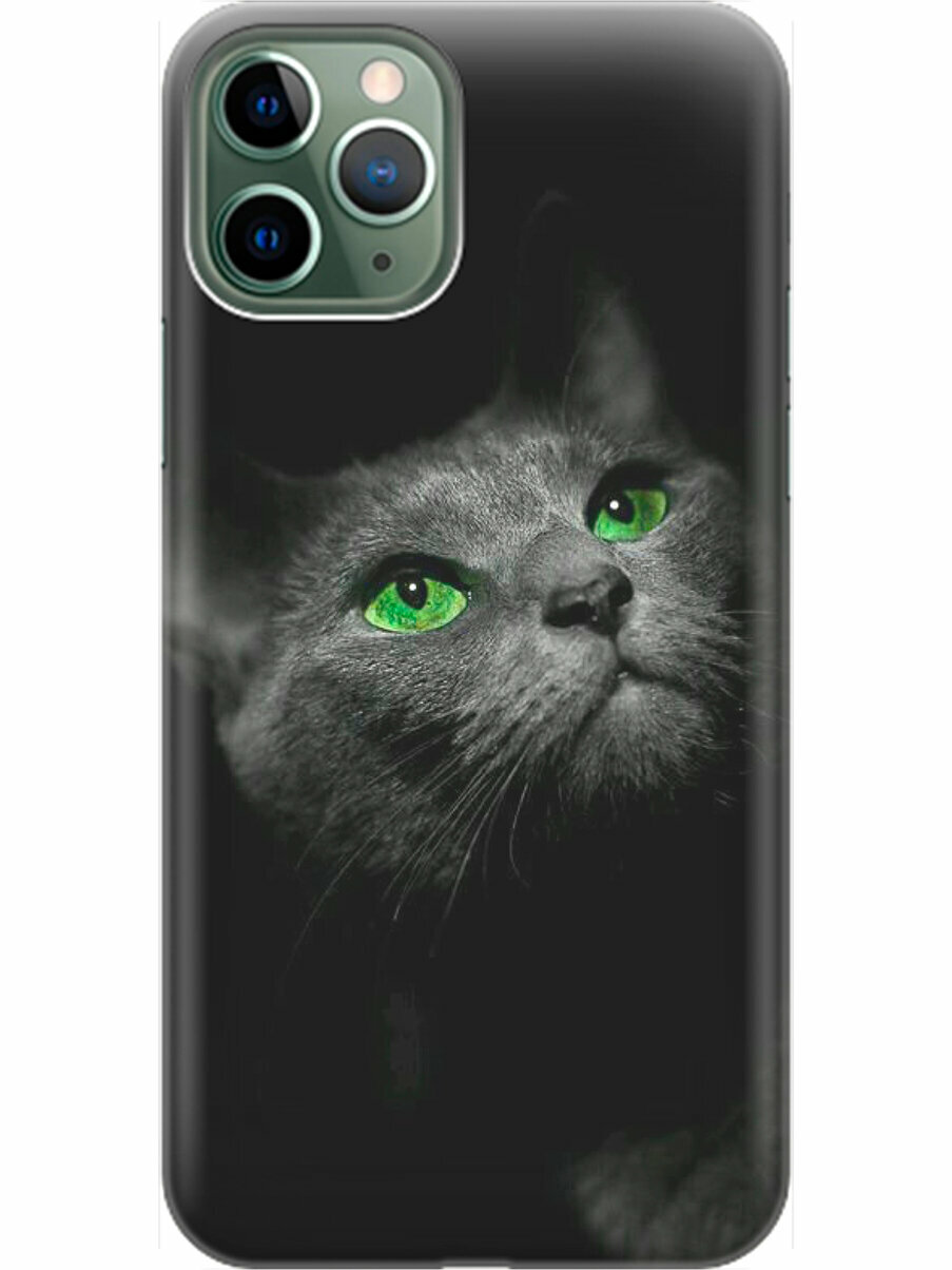 Силиконовый чехол на Apple iPhone 11 Pro / Эпл Айфон 11 Про с рисунком "Зеленоглазая кошка"