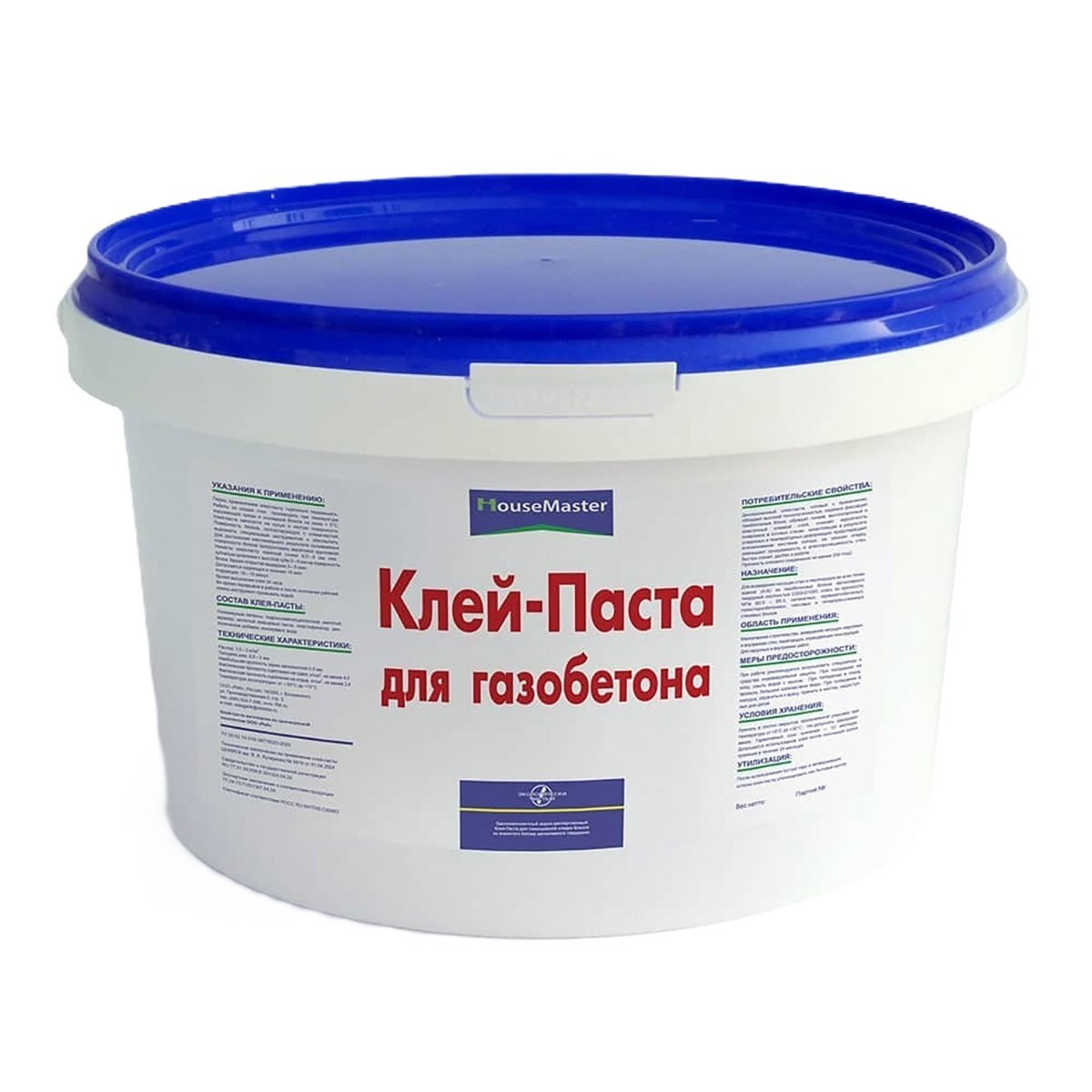 Клей-паста для газобетона "HouseMaster", 15 кг, цвет: белый.