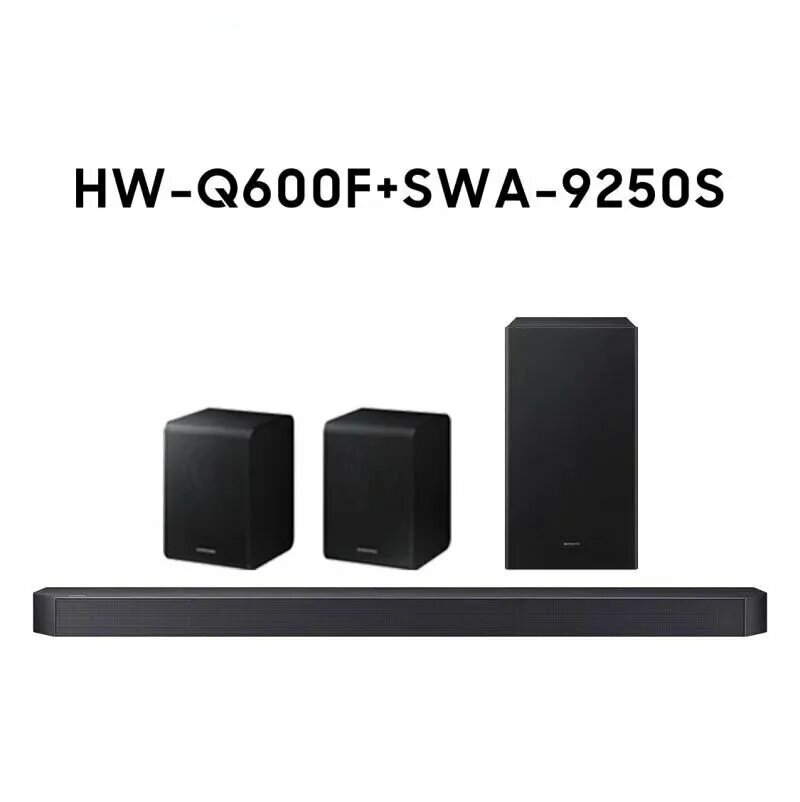 Комплект 5.1.2-канальной звуковой панели HW-Q600F/XZ+9250S, поддержка Dolby Atmos, DTS, чёрный
