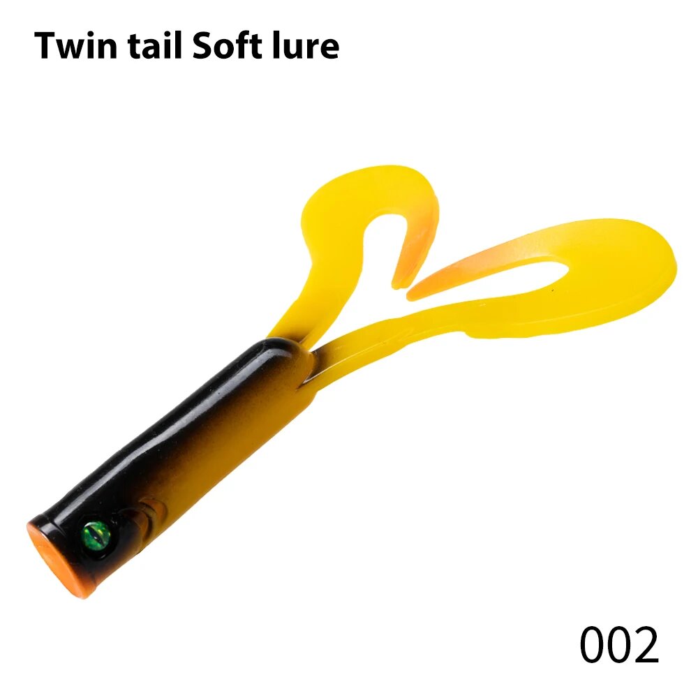 Силиконовая приманка Twin Tail 145 мм, Желтый, 002