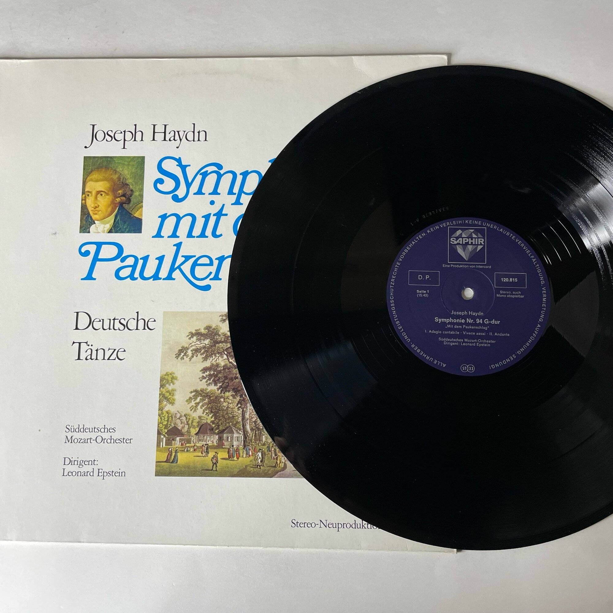 Винтажная виниловая пластинка LP Joseph Haydn Йозеф Гайдн, Suddeutsches Mozart Orchester Симфония 94 (Германия 1977)
