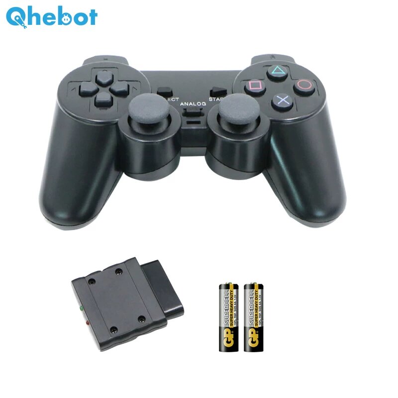 Беспроводной контроллер PS2 с 2 батарейками AA, 2.4G дистанционное управление, без переходника