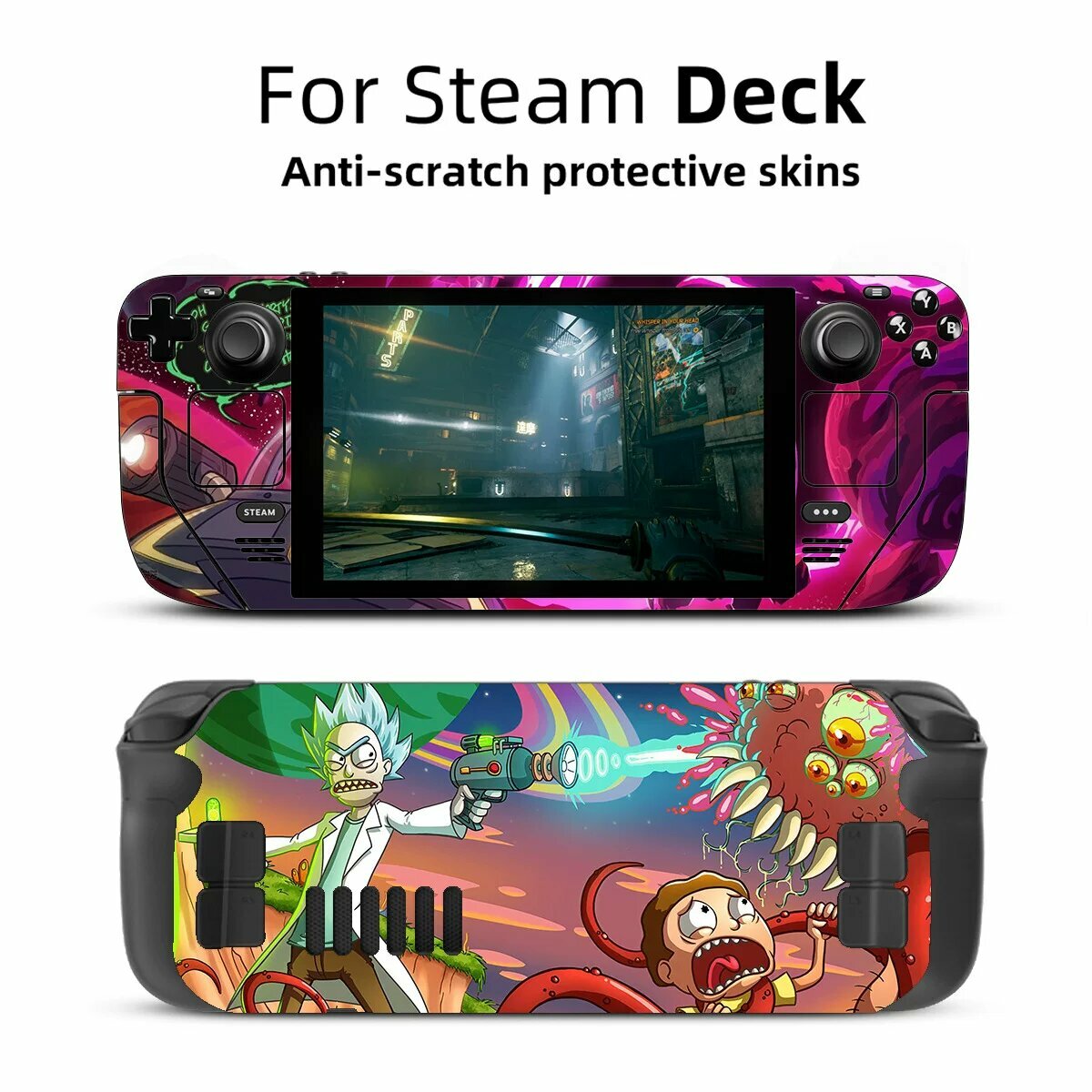 Наклейки для Steam Deck OLED Сет 22 - Киберпанк мультяшный дизайн, анти-скользящее покрытие для игровой консоли, 10 шт