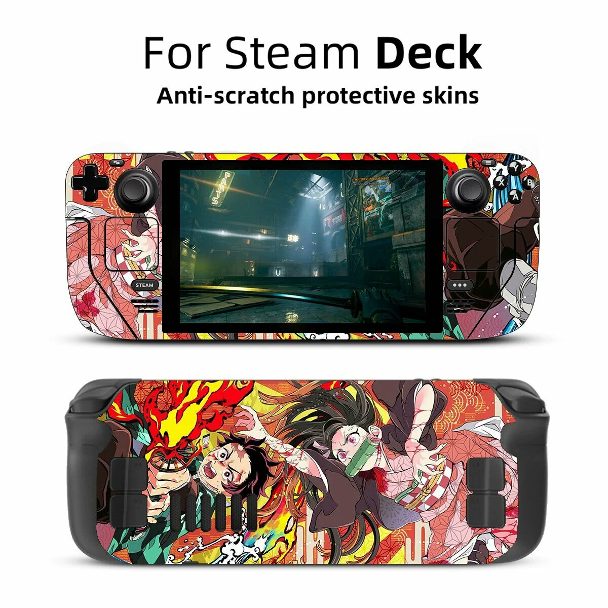 Наклейка для Steam Deck - Узор 23, антицарапинная деревянная текстура с мультяшным рисунком для OLED-экрана