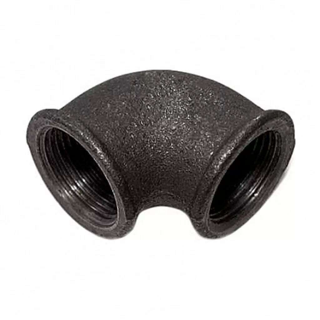 Уголок чугунный STI 1 1/2 дюйма, 90 градусов, черный, внутренняя резьба DN 40 для систем отопления и водоснабжения