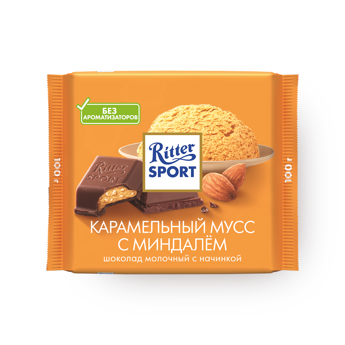 Шоколад Ritter Sport "Карамельный мусс", молочный, с миндалем, 100г