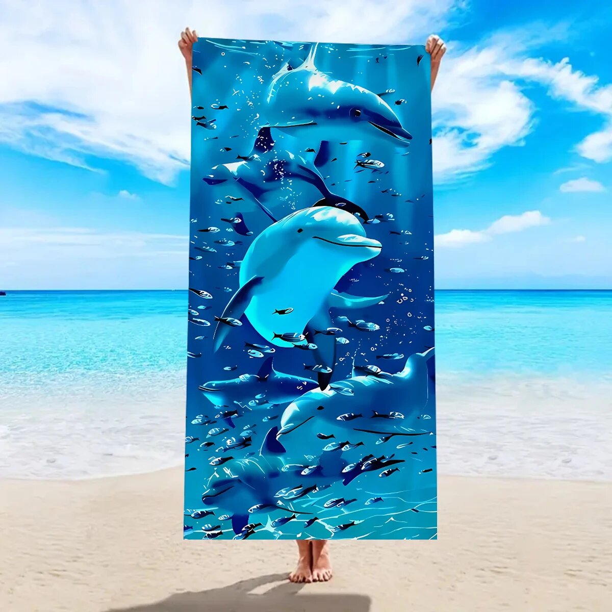 Полотенце пляжное с дельфинами 180x90cm, ST298