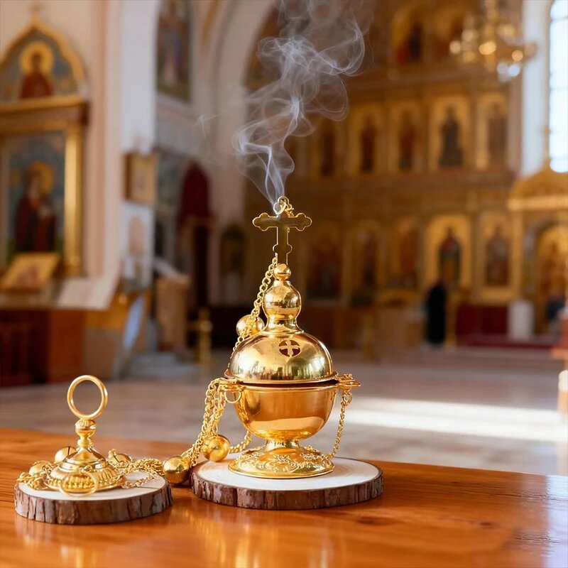 Золотой подсвечник с крестом