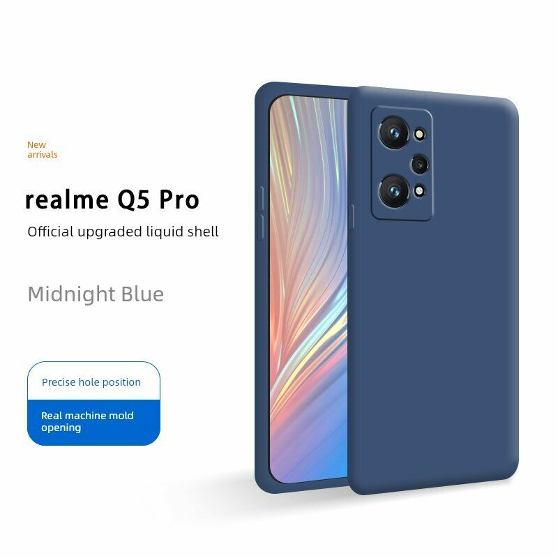 Realme Q5 Pro Силиконовый чехол - Анти-падение полная защита для RMX3372, Ночной синий без стекла