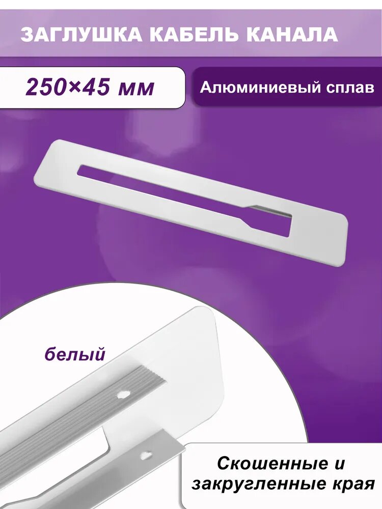 Заглушка кабель-канала, Прямоугольная форма, металл, цвет алюминий, 1 шт