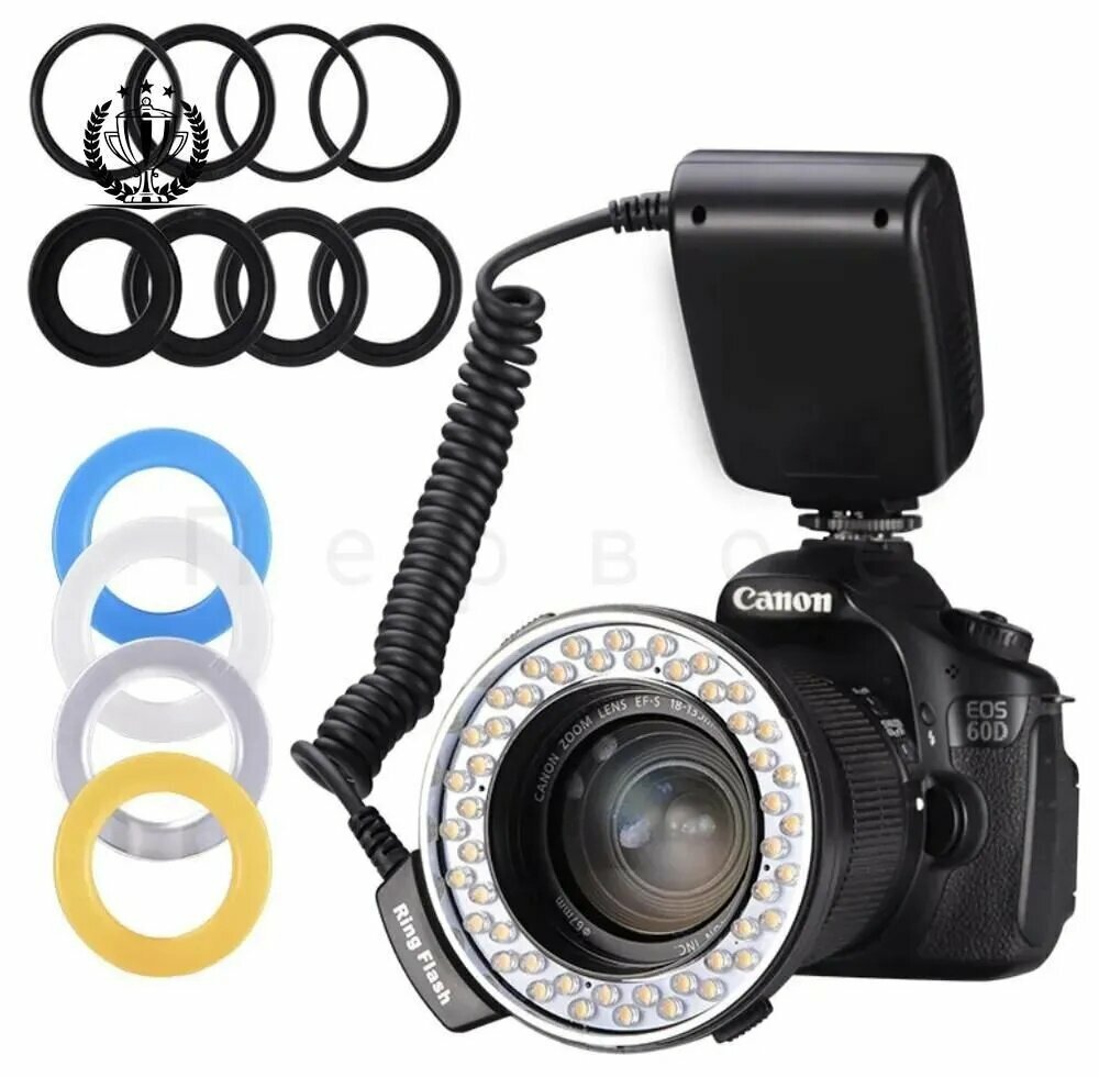 GM Макро-светодиодная кольцевая вспышка для Nikon, Canon, Olympus, Pentax, Panasonic, Fujifilm