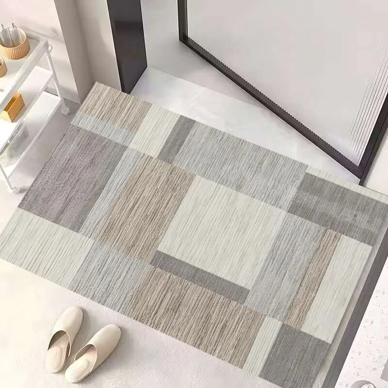 Ковер для ванной комнаты 50x80 см из диатомита, прямоугольный, светло-серый — фото 1