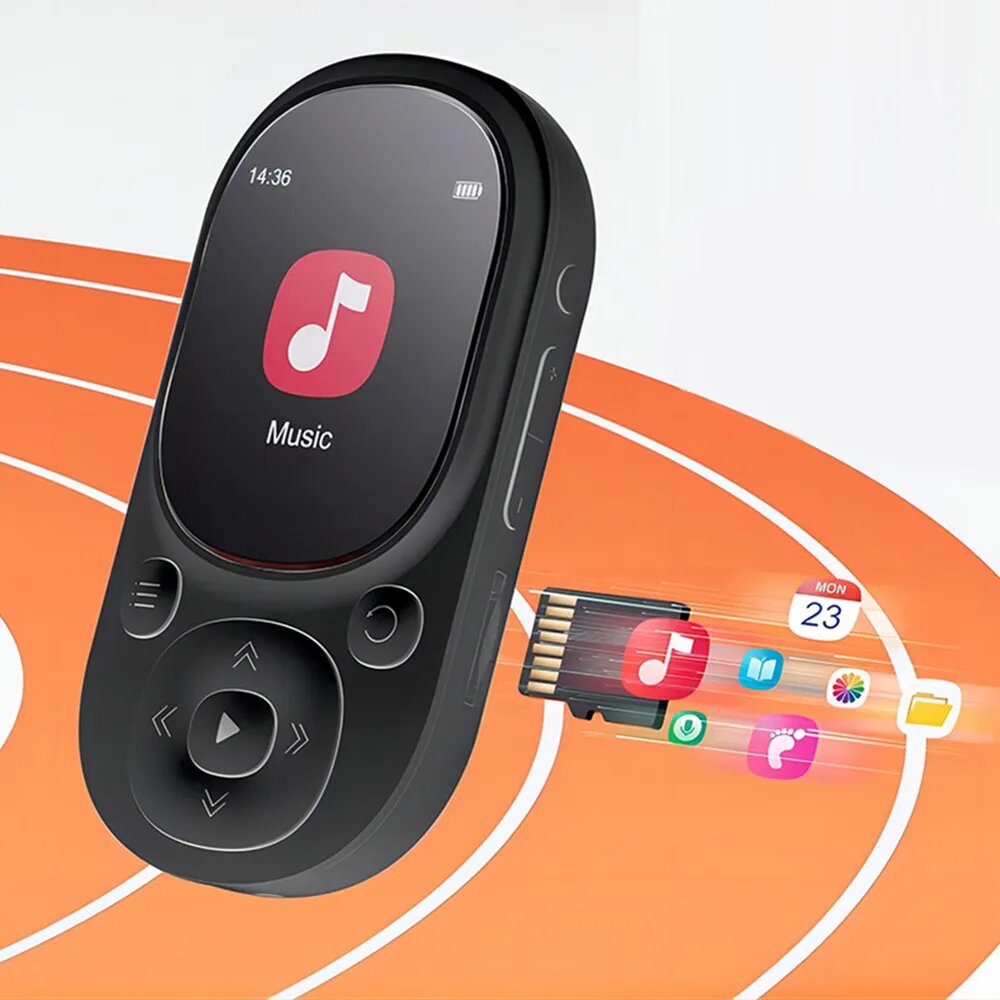 Milochic MP3-плеер с экраном 1.44" TFT, Bluetooth 5.0, 64 ГБ, черный — фото 1