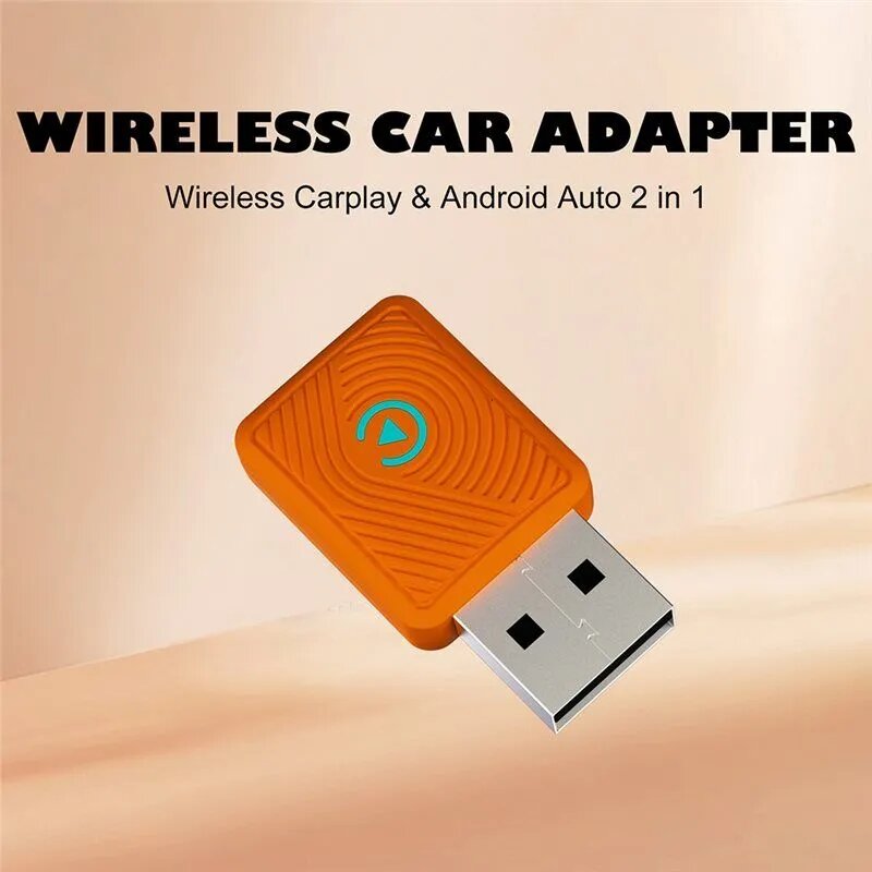 Беспроводной автомобильный адаптер 2-в-1 USB, оранжевый, парктроник — фото 1