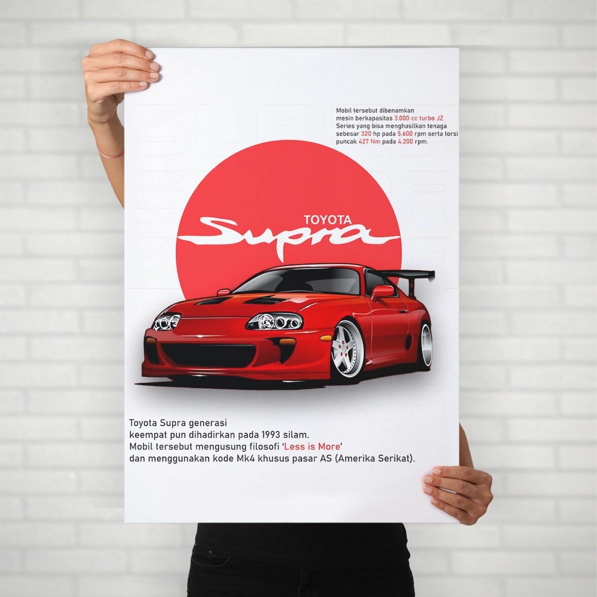 Плакат на стену для интерьера Спорткар (Toyota Supra 14) - Постер по спортивным гоночным машинам автомобилям формата А1 (60x84 см)