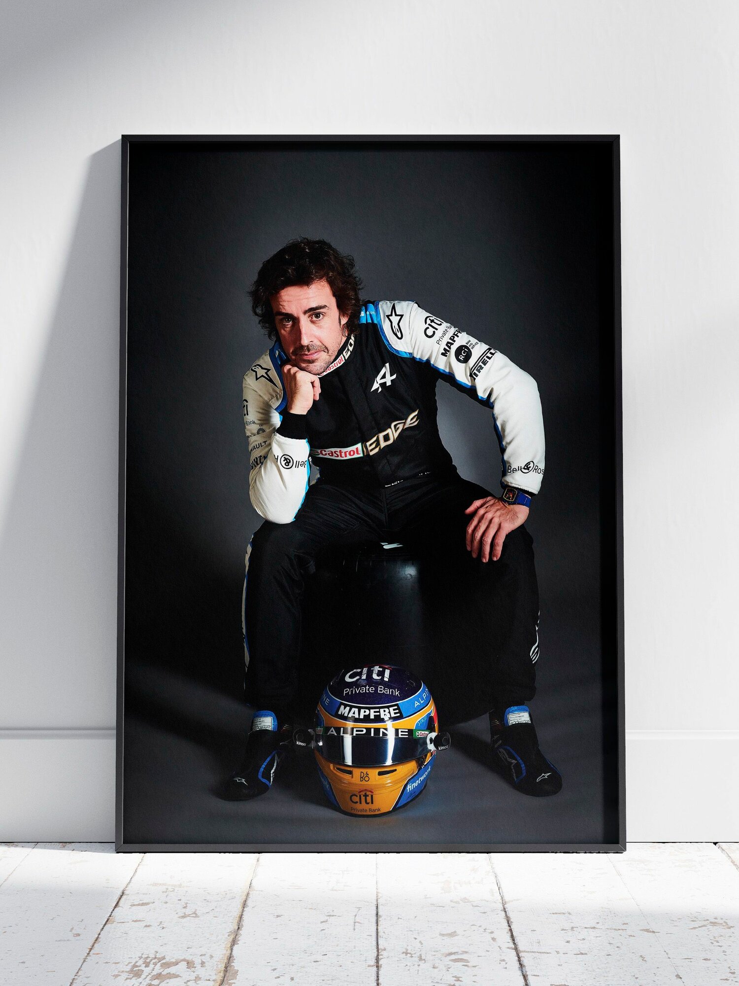 Плакат на стену для интерьера Звёзды Автоспорта - Stars of Motorsport (Фернандо Алонсо - Fernando Alonso 3) - Постер по гонщику формата A4 (21x30 см)