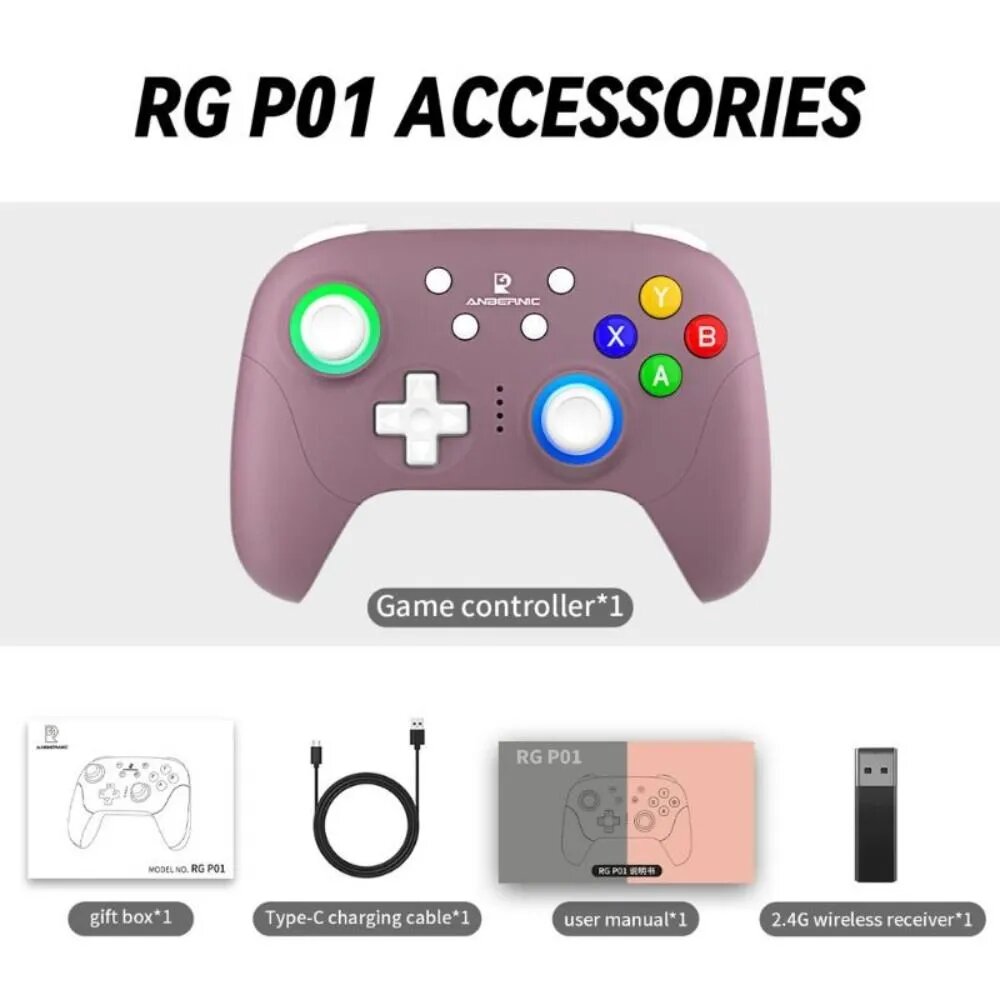 ANBERNIC RG P01 RGP01 Геймпад Проводной Беспроводной Bluetooth RGB Джойстик С Эффектом Холла XBOX Игровой Контроллер Для ПК Android IOS Steam