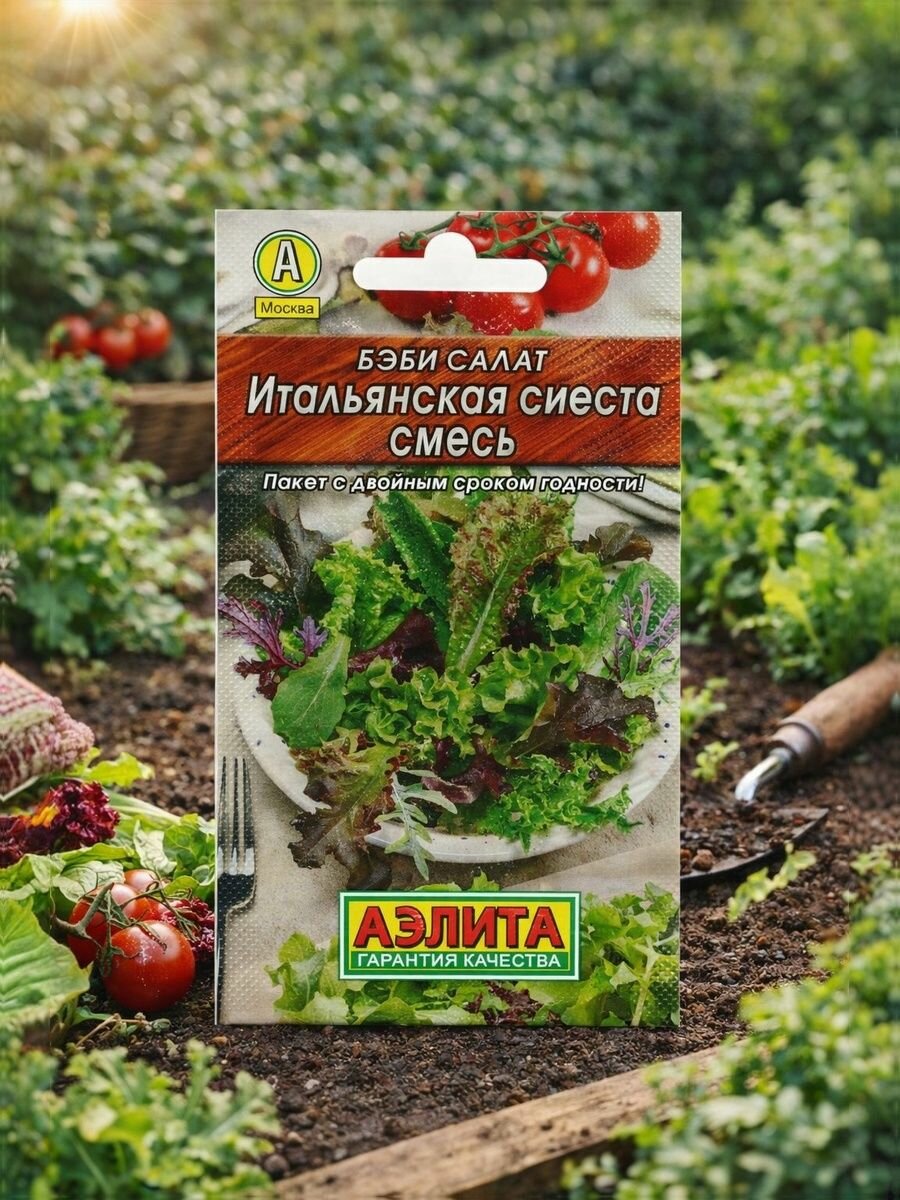Бэби салат Итальянская сиеста, семена салатной смеси, зелень для огорода, теплицы и подоконника