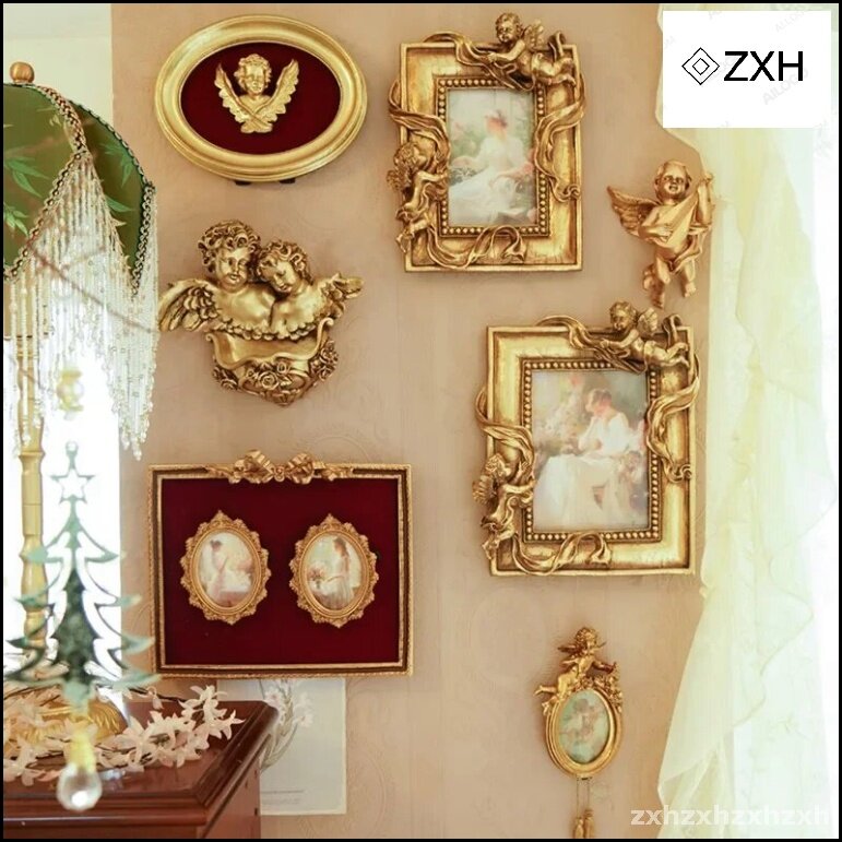 Фоторамка "Angel Frame Large", красная, с ангелом, бархатная, настенная, для фотографий