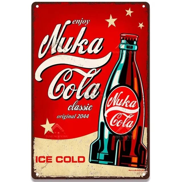 Ретро-металлическая настенная подвеска Nuka-Cola | Подарок на Хэллоуин и Рождество, идеально подходит для баров/пабов/мужских клубов, поклонников и коллекционеров серии Fallout.