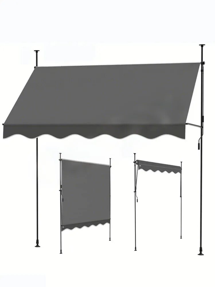 Козырек над крыльцом, Маркиза локтевая (навес) выдвижная для террас и веранд серый