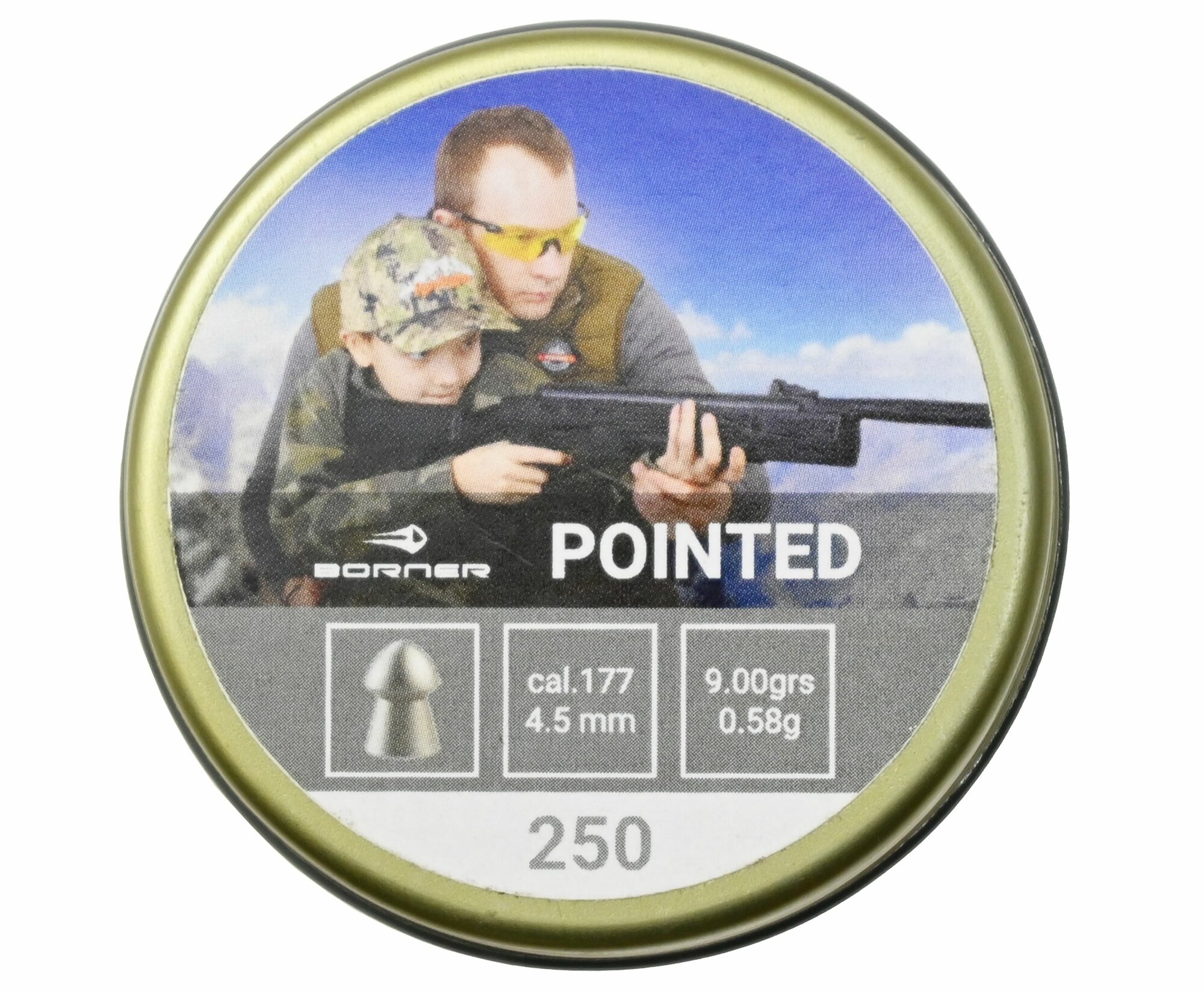 Пули пневматические Borner Pointed 4.5 мм (250 шт, 0.58 грамм)