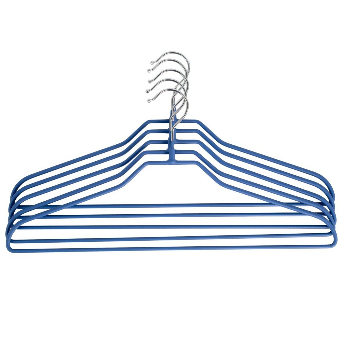 Набор вешалок для одежды Attribute Hanger Neo Matte Blue 5 шт 42 см универсальные металлические с ПВХ покрытием