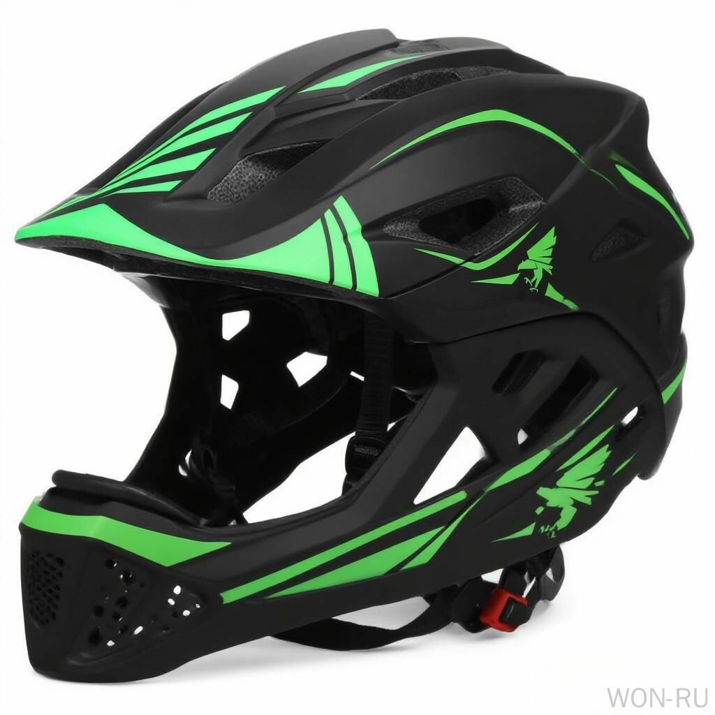 Детский съемный полный лицок шлем для спортивной безопасности, велосипедная защитная экипировка для велосипедов, скейтбордов, роликовых коньков, самокатов, цвета: Черный Зеленый Синий Белый
