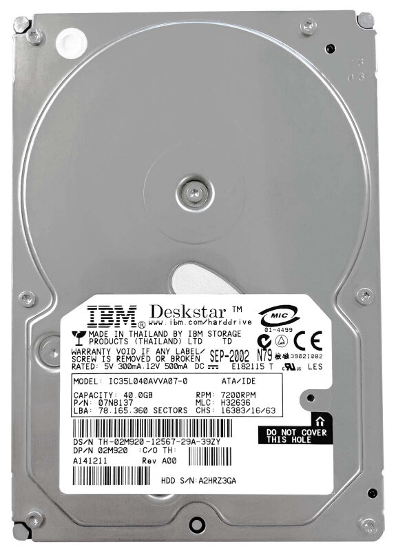 Жесткий диск Dell 07N9555 40Gb IDE 3,5"HDD