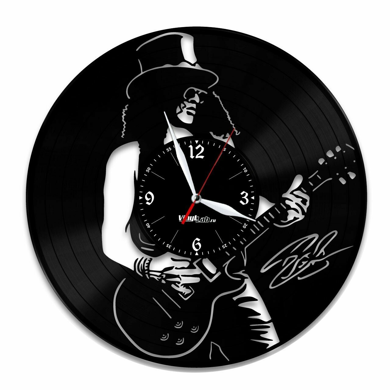 Часы из виниловой пластинки (c) VinylLab Slash, диаметр 30 см