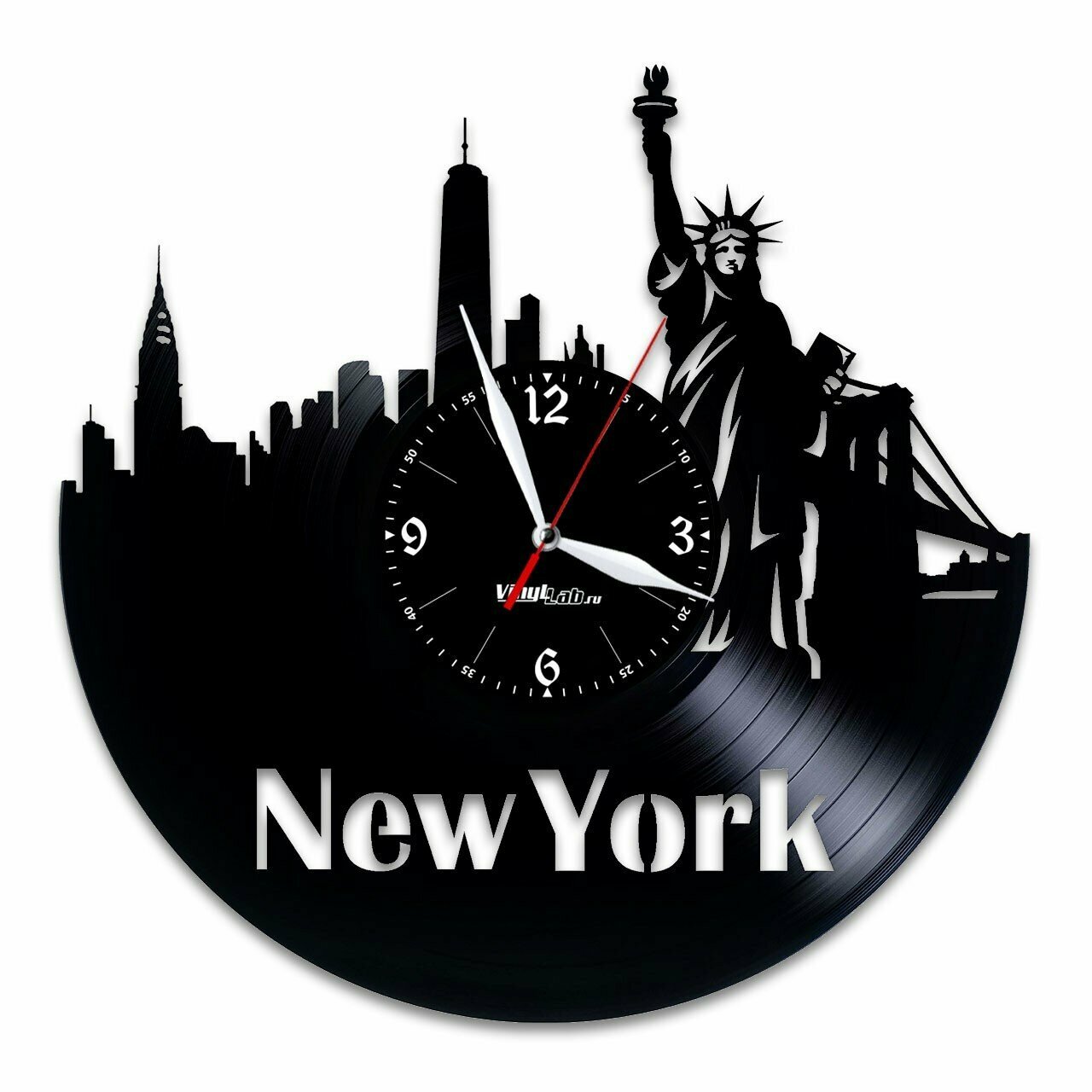 Часы из виниловой пластинки (c) VinylLab New York, диаметр 30 см