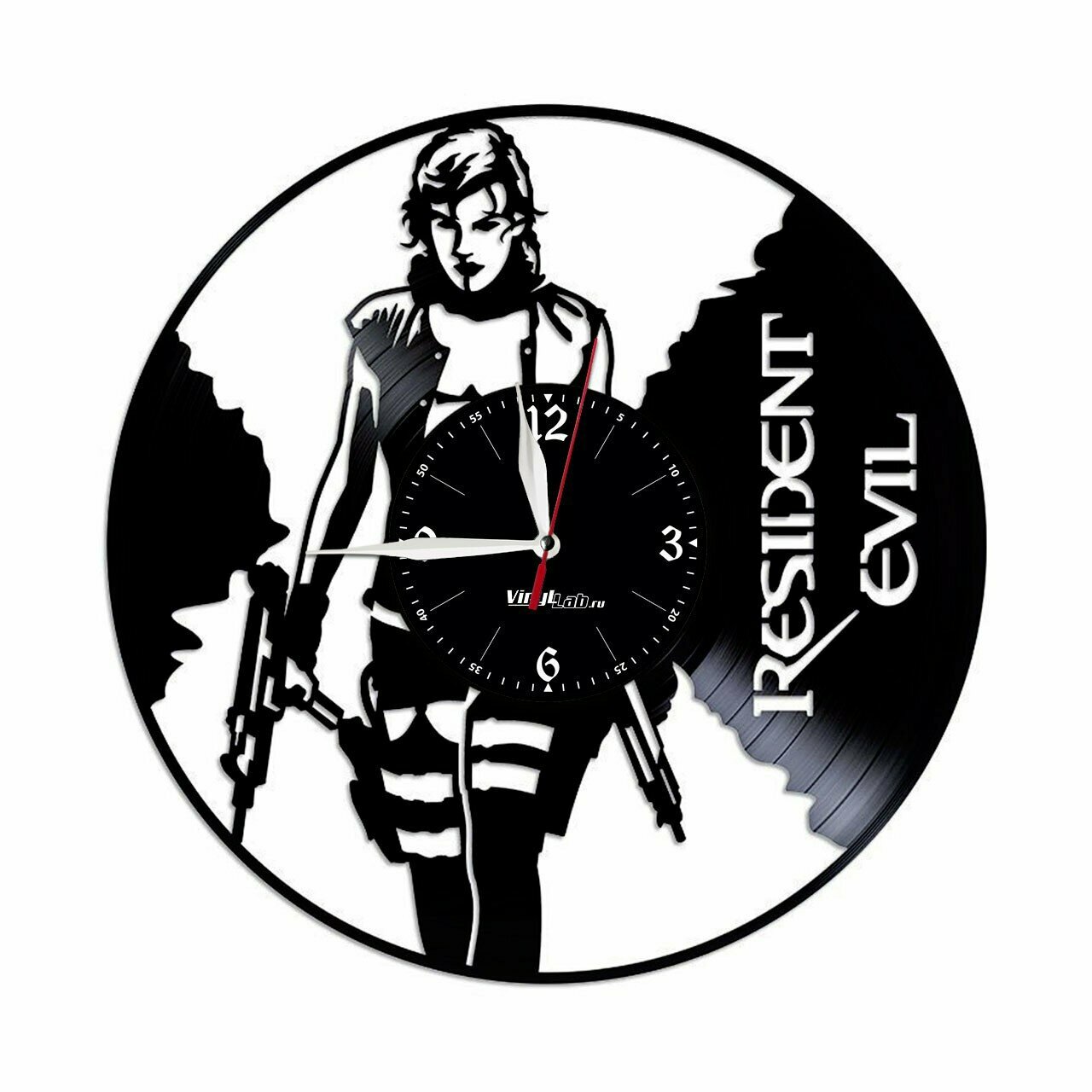 Часы из виниловой пластинки (c) VinylLab Resident Evil, диаметр 30 см