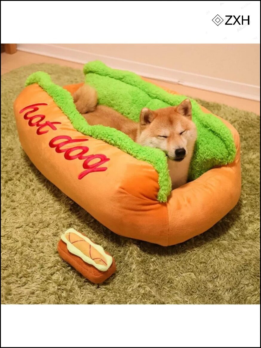 Красивая мягкая лежанка Hot Dog для кошек собак