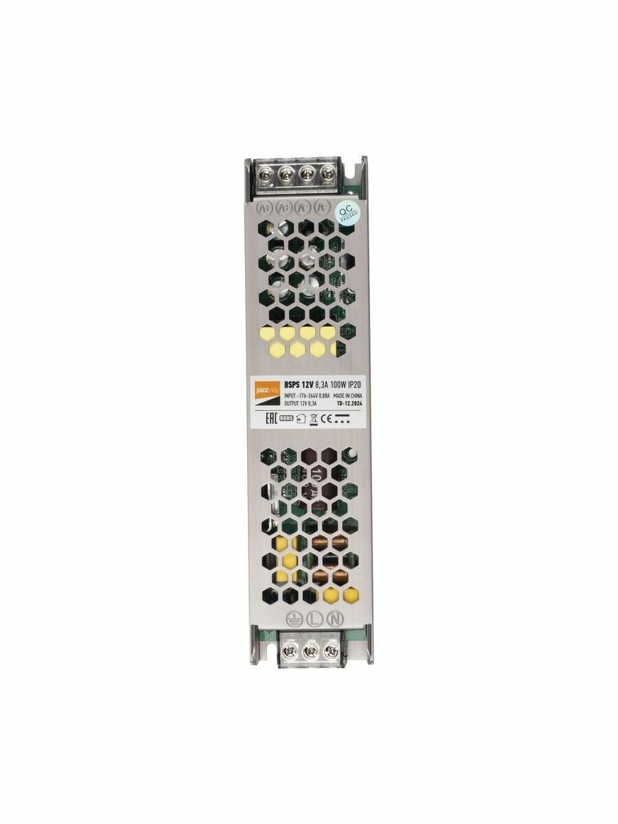 Блок питания для светодиодной ленты 100Вт 8.3А 12В IP20 BSPS метал. JazzWay 1002167A