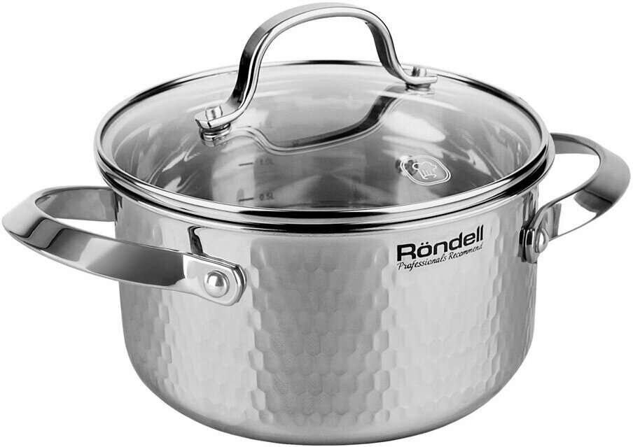 Кастрюля RONDELL RDS-1295 RainDrops сталь индукция 5,6л серебристый