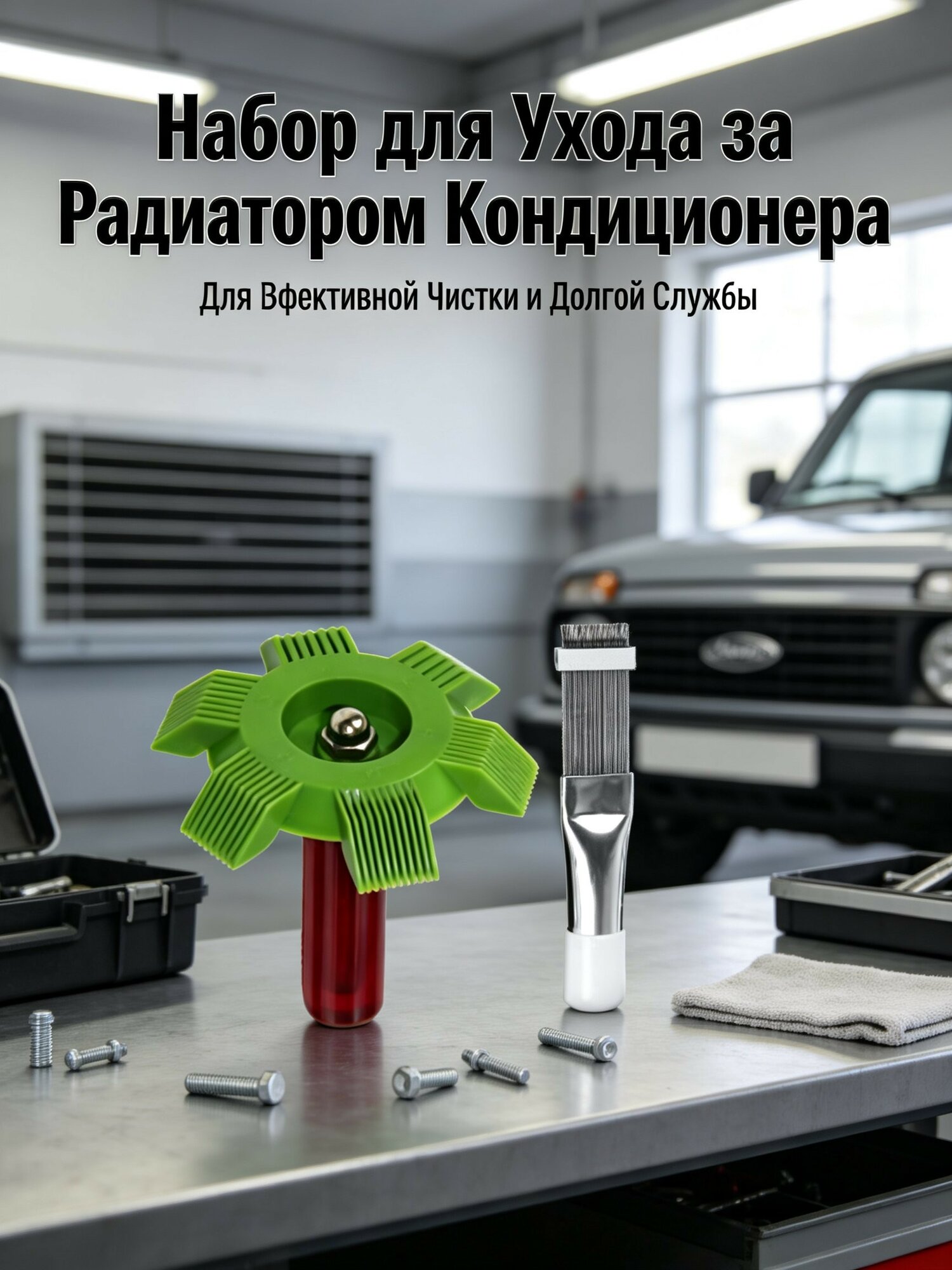 Набор для чистки радиатора кондиционера, 2 шт — компактные щетки-расчески из пластика и металла, готовые к использованию для быстрой уборки конденсатора