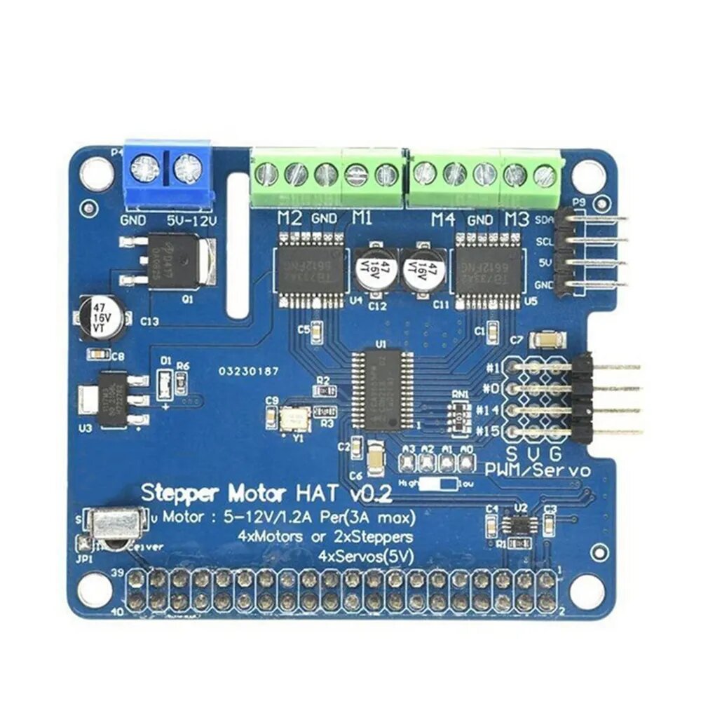 Плата расширения HAT V0.2+Robot StepperServo для Raspberry Pi 3B3B+