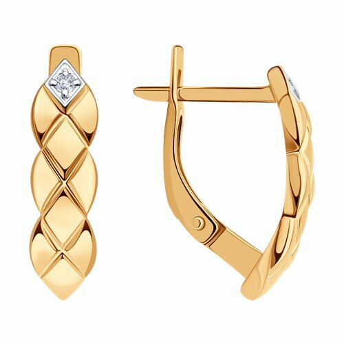 Серьги, красное золото, 585 проба, фианит