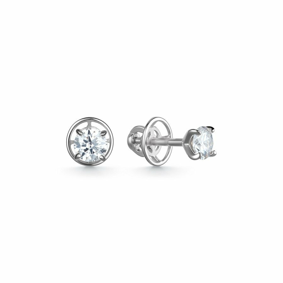 Серьги пусеты, серебро, 925 проба, родирование