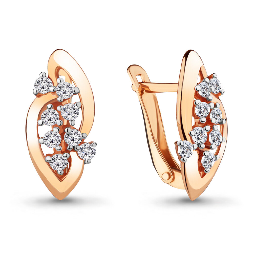 Серьги Abis, серебро, 925 проба, золочение, фианит