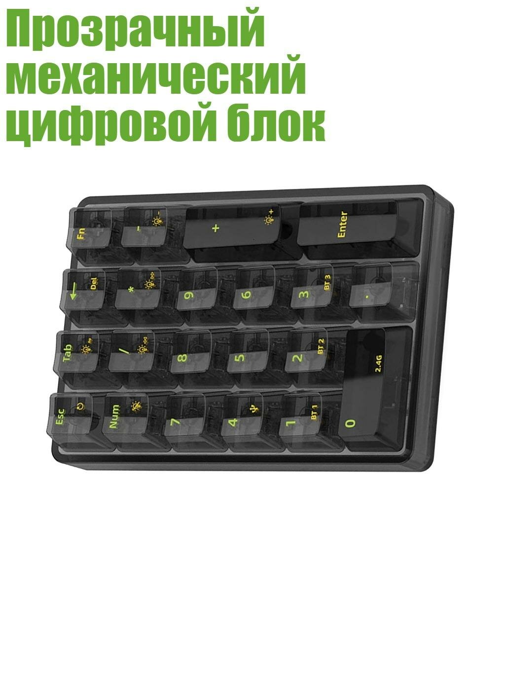 Прозрачный механический цифровой блок, черный белый свет ic