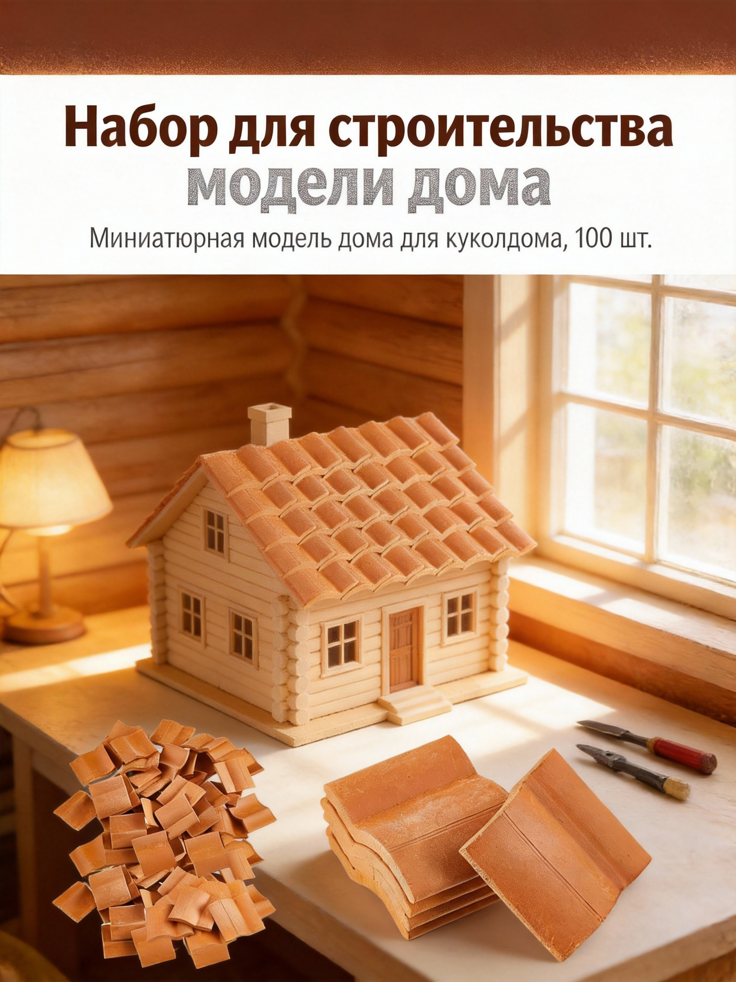 Набор миниатюрной черепицы для кукольного домика, 100 шт из гончарной глины кирпично-красного цвета для поделок и миниатюрного ландшафта
