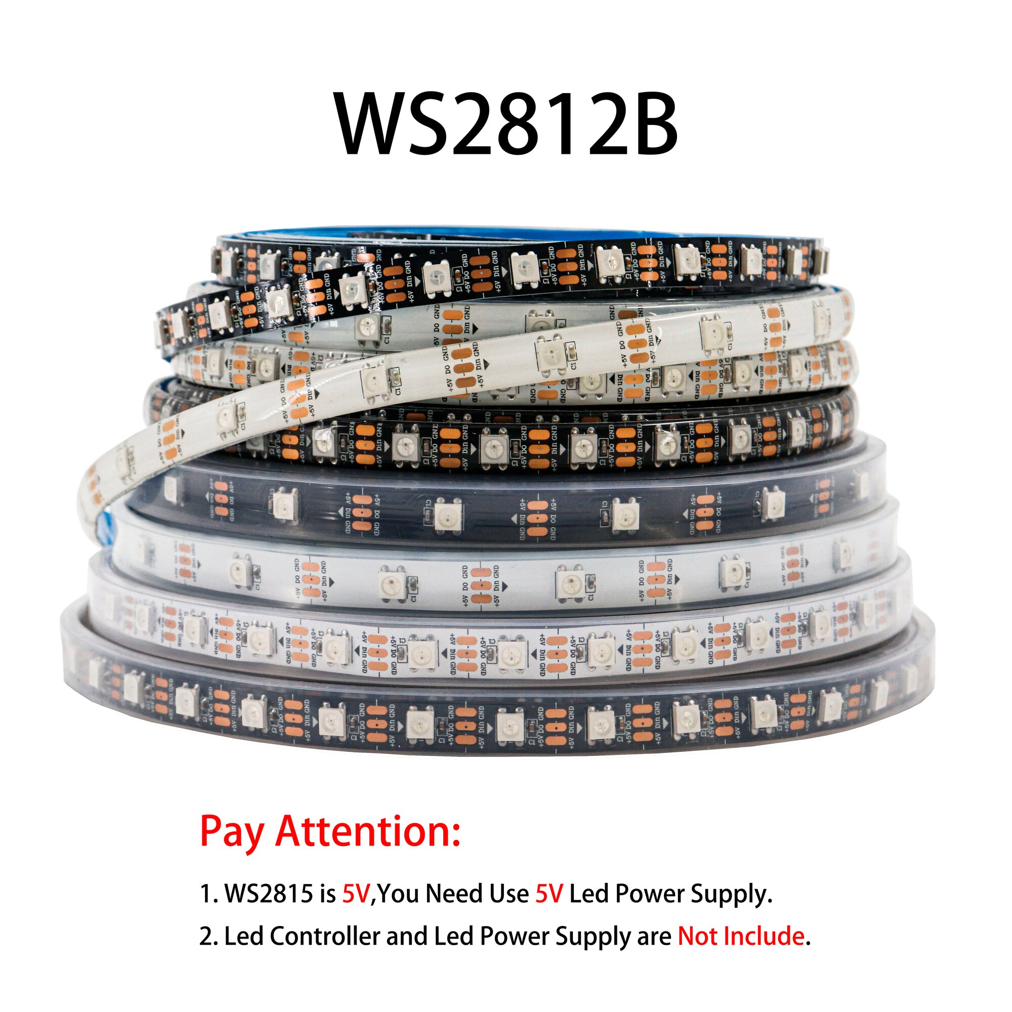 Xnbada RGB светодиодная лента WS2812 30/60/144 пикселей/м WS2812B DC5V, Black PCB, 1m 60 IP67