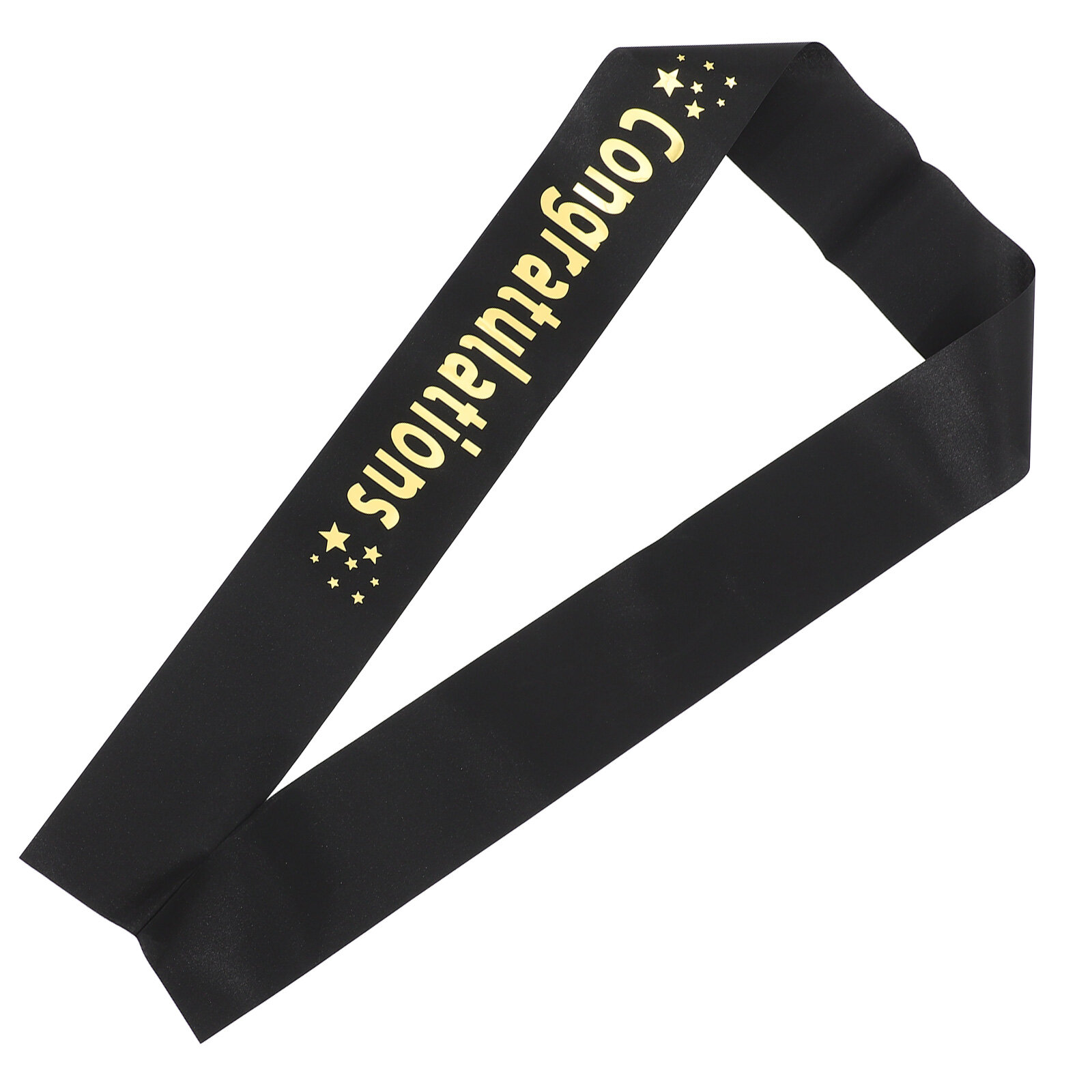 Пояс-лента из атласа с надписью «Поздравляю на выпускном» для торжественных мероприятий (JD118, черный с золотой надписью)