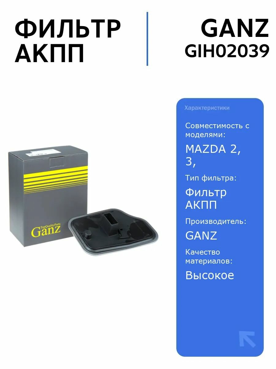 Фильтр АКПП GANZ GIH02039 для MAZDA 2/3/5/6/CX-7, надежная защита трансмиссии, высокое качество, долговечность, простота установки