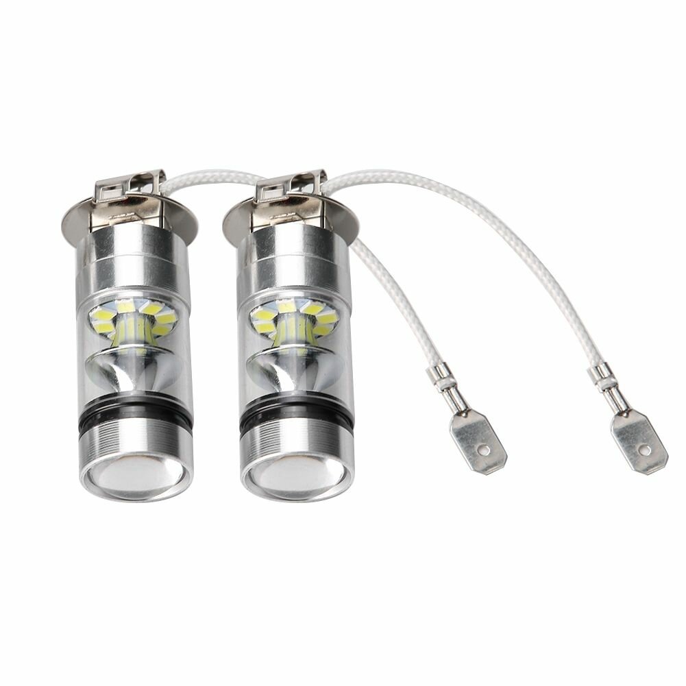 2 шт. LED лампы H3 6000K 100Вт, 20-SMD, противотуманные фары