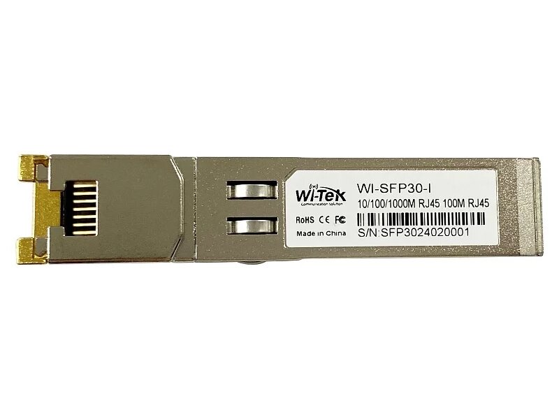 Промышленный модуль SFP Wi-Tek WI-SFP30-I с интерфейсом RJ45, до 100 м