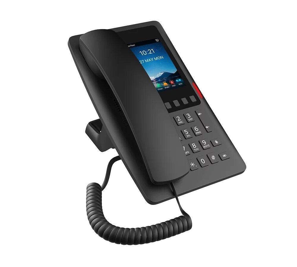 Отельный IP телефон Fanvil H6W, 2 SIP-аккаунта, Wi-Fi, цветной ЖК экран, PoE, б/п, Черный