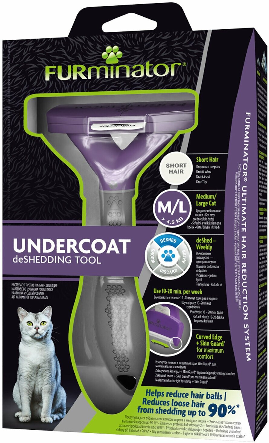 Фурминатор FURminator M/L для больших кошек (более 4,5 кг) c короткой шерстью