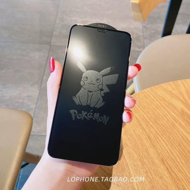 Защитное стекло для iPhone XR с рисунком Пикачу, полное покрытие, защита от ударов в режиме сна